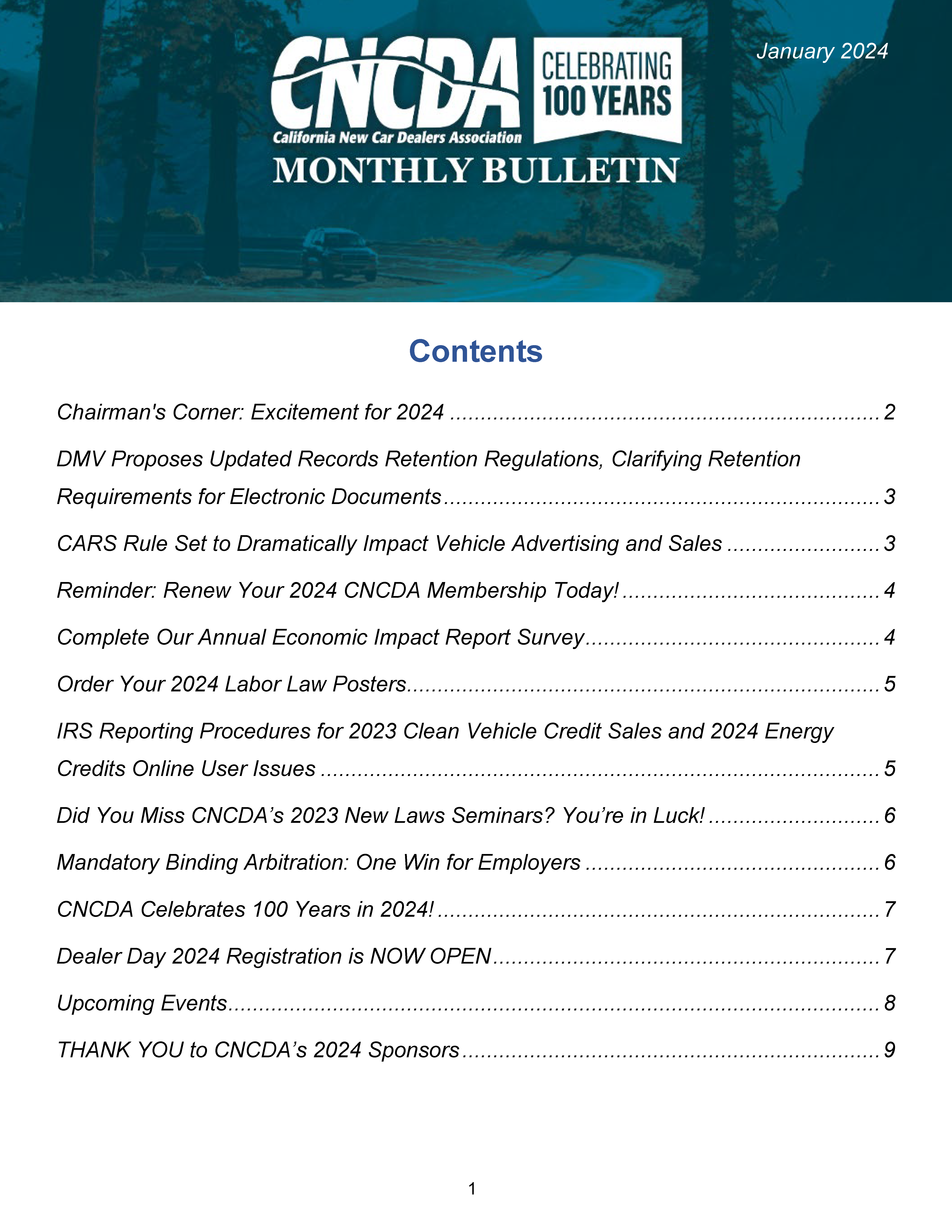 Monthly Bulletins – California New Car Dealers Association