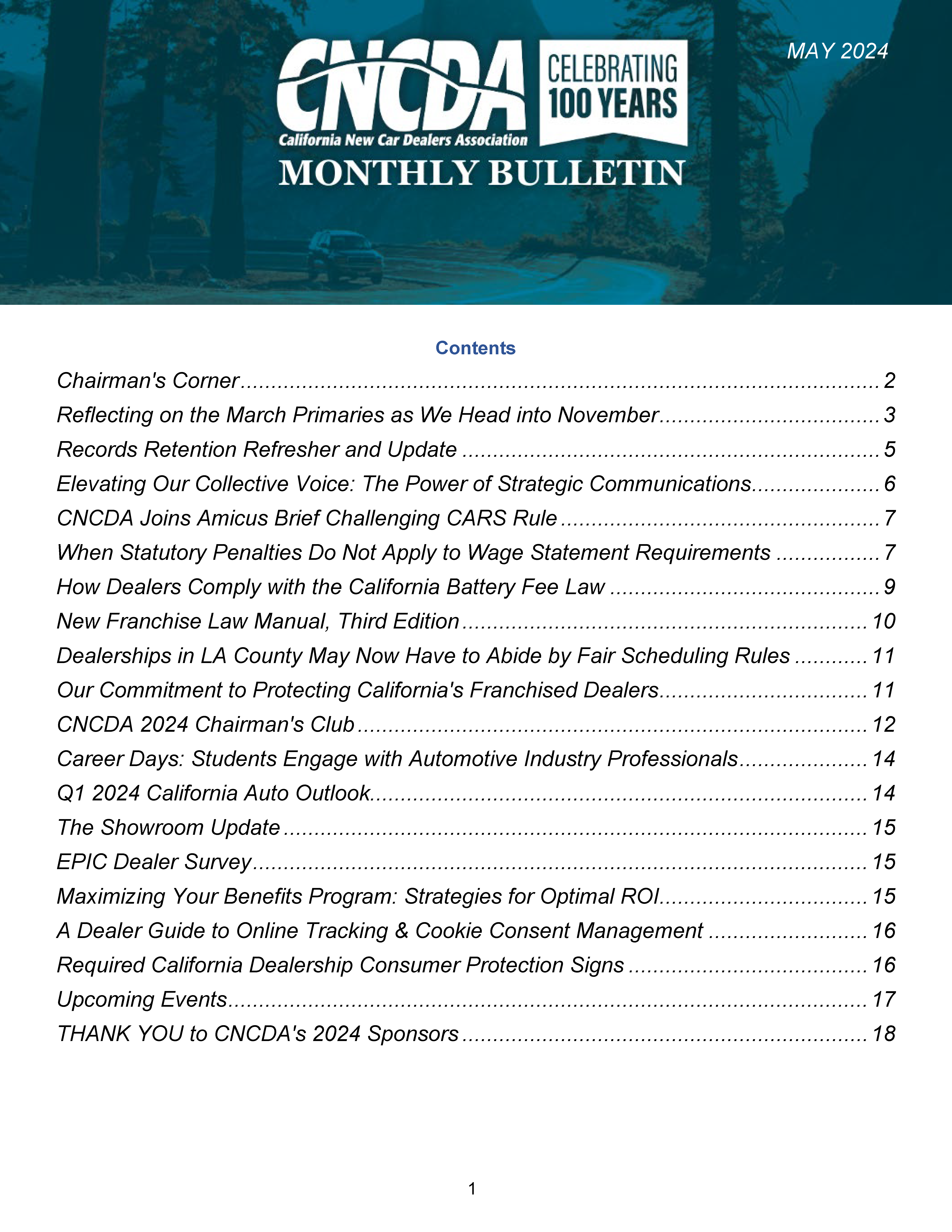 Monthly Bulletins – California New Car Dealers Association